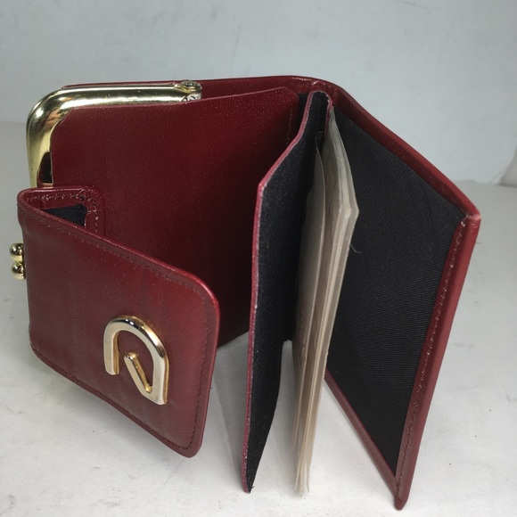 Buxton | Bags | Buxton Vtg Red Leather Kiss Lock Coin Purse Wallet ...